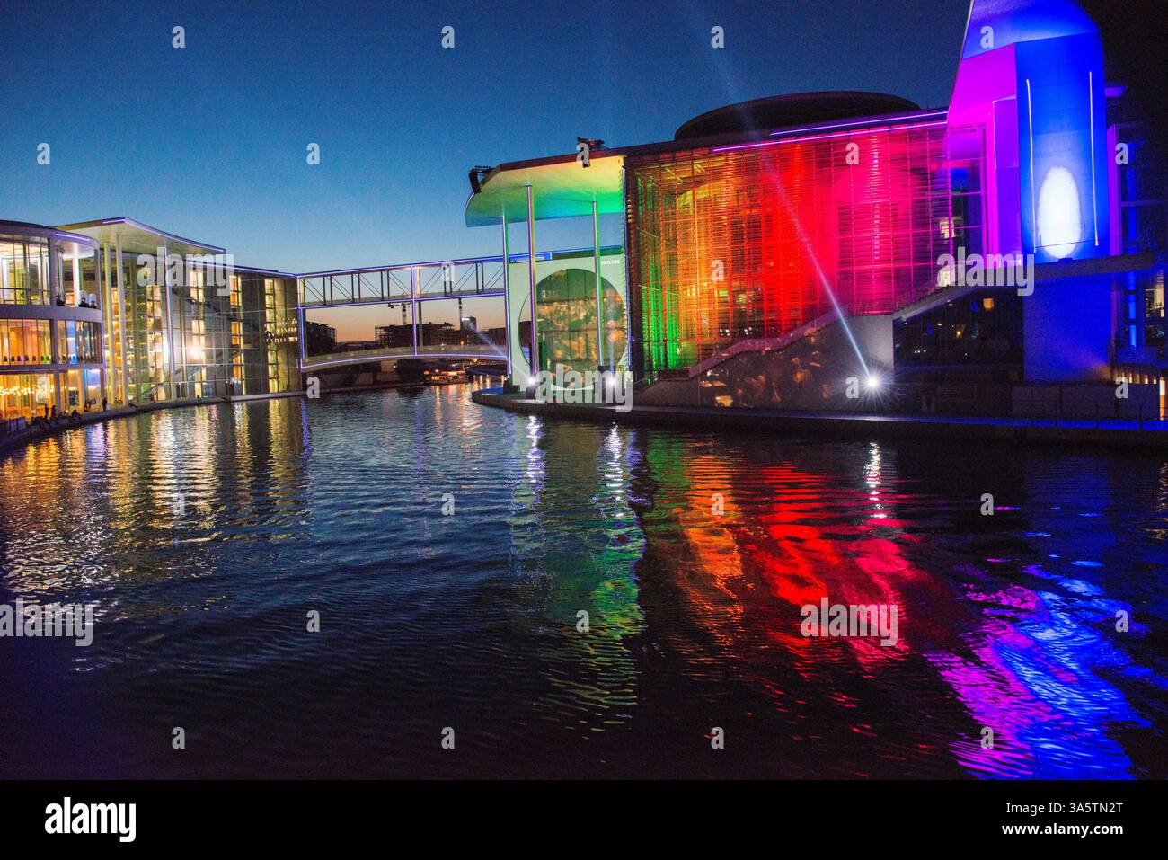 German Bundestag Building at Night. A Lightshow on the German Political ...