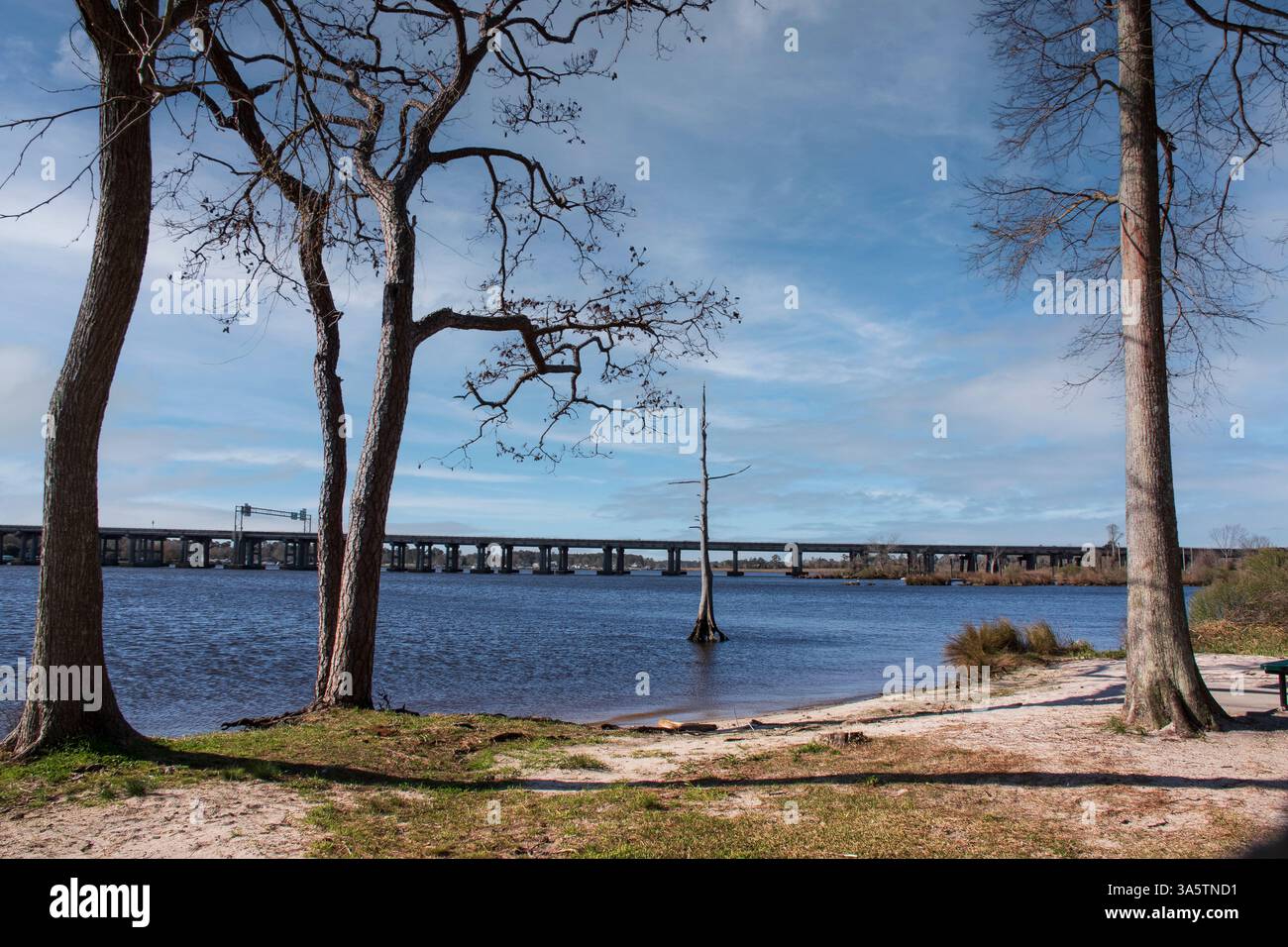 An early morning image of the Neuse River Bridge in New Bern, North ...