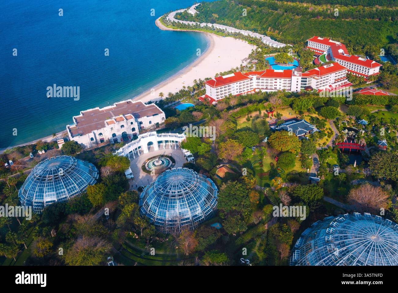 Luxury hotel at sea with sandy beach in Hon Tre island in Vinpearl park ...