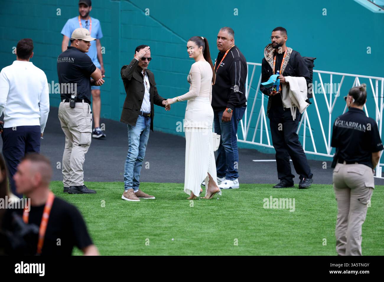 Miami Gardens, Florida, USA. 23rd Mar, 2025. Marc Anthony and his wife Nadia Ferreira attend the ...