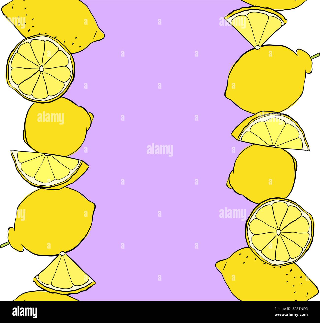 Hand drawn yellow lemons slices Stock Vector Images - Alamy