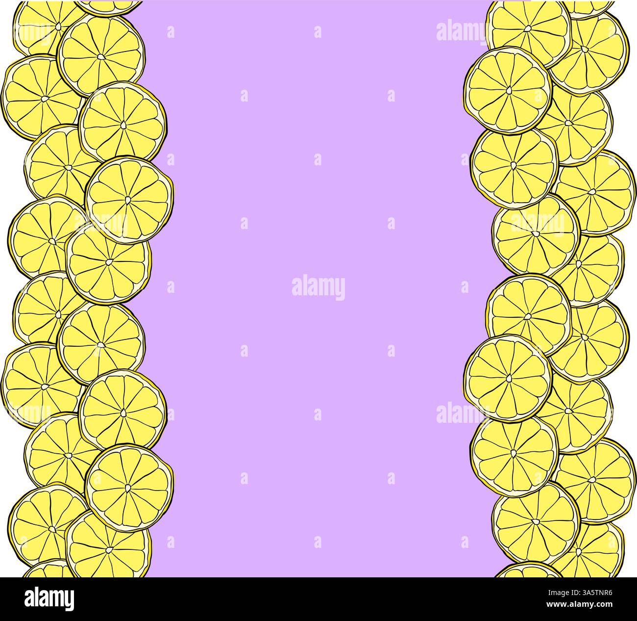 Lemon slices frame Vector design with graphic line ink hand drawn ...