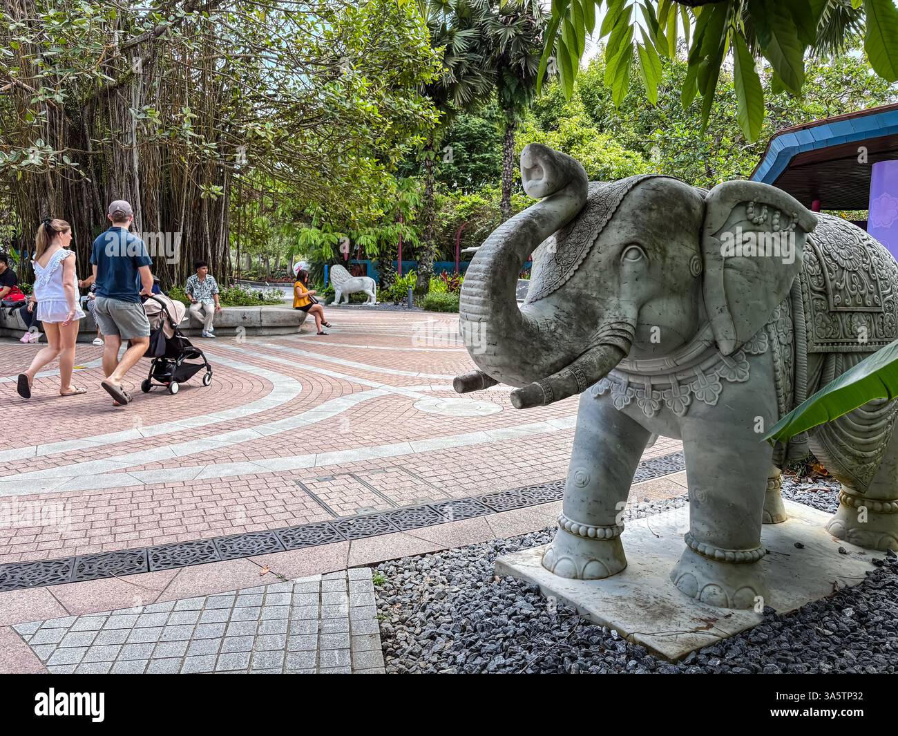 The elephant statue is on display at Singapore Botanic Gardens. The ...