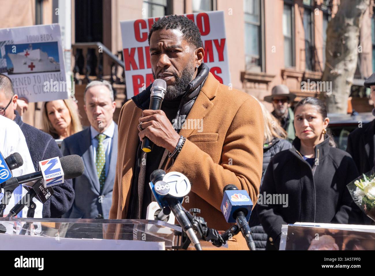 Public Advocate Jumaane Williams speaks at rally during unveiling of makeshift memorial wall ...