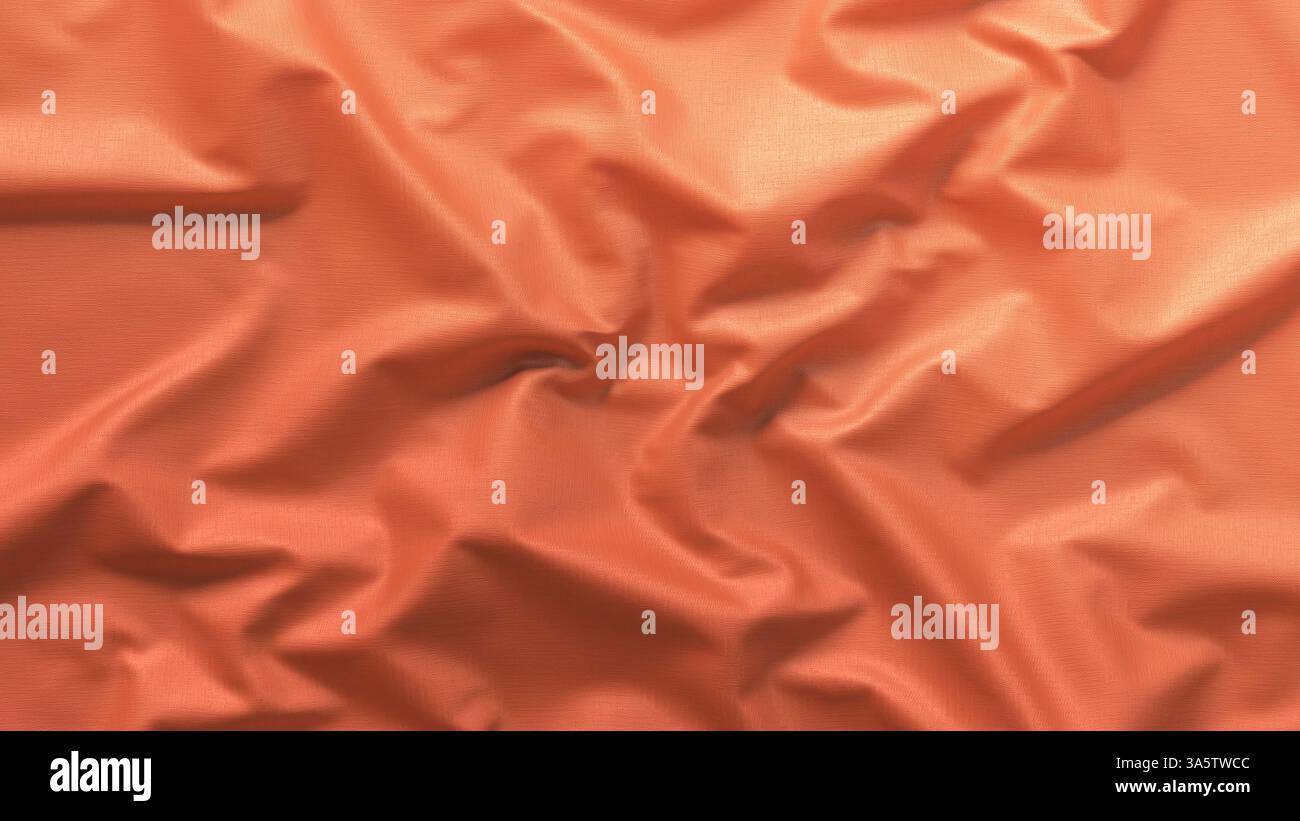 Blank red folded crumpled fabric material mockup, depth of field, 3d ...