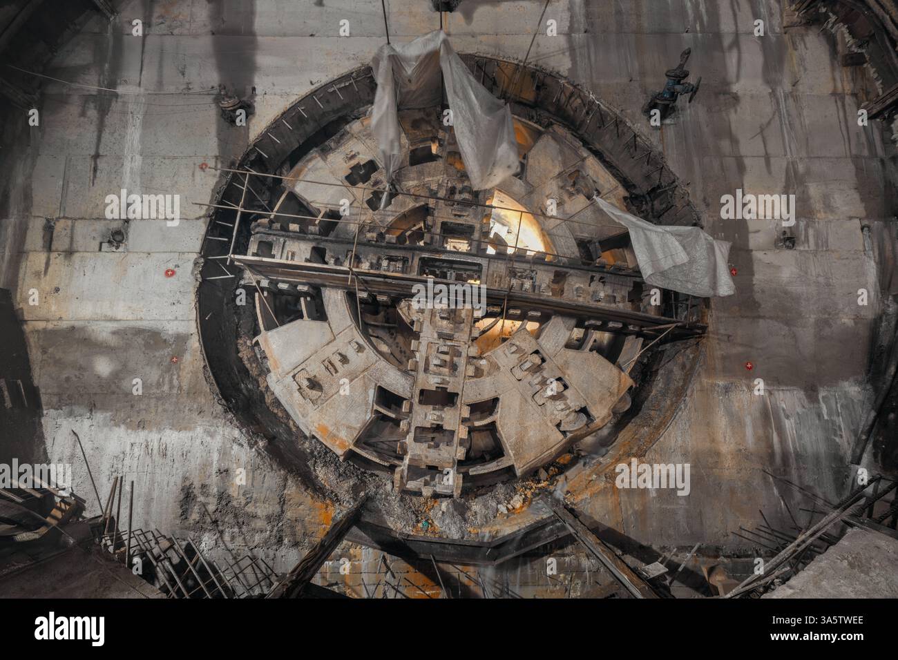 Tunnel boring machine on construction site building metro Stock Photo ...