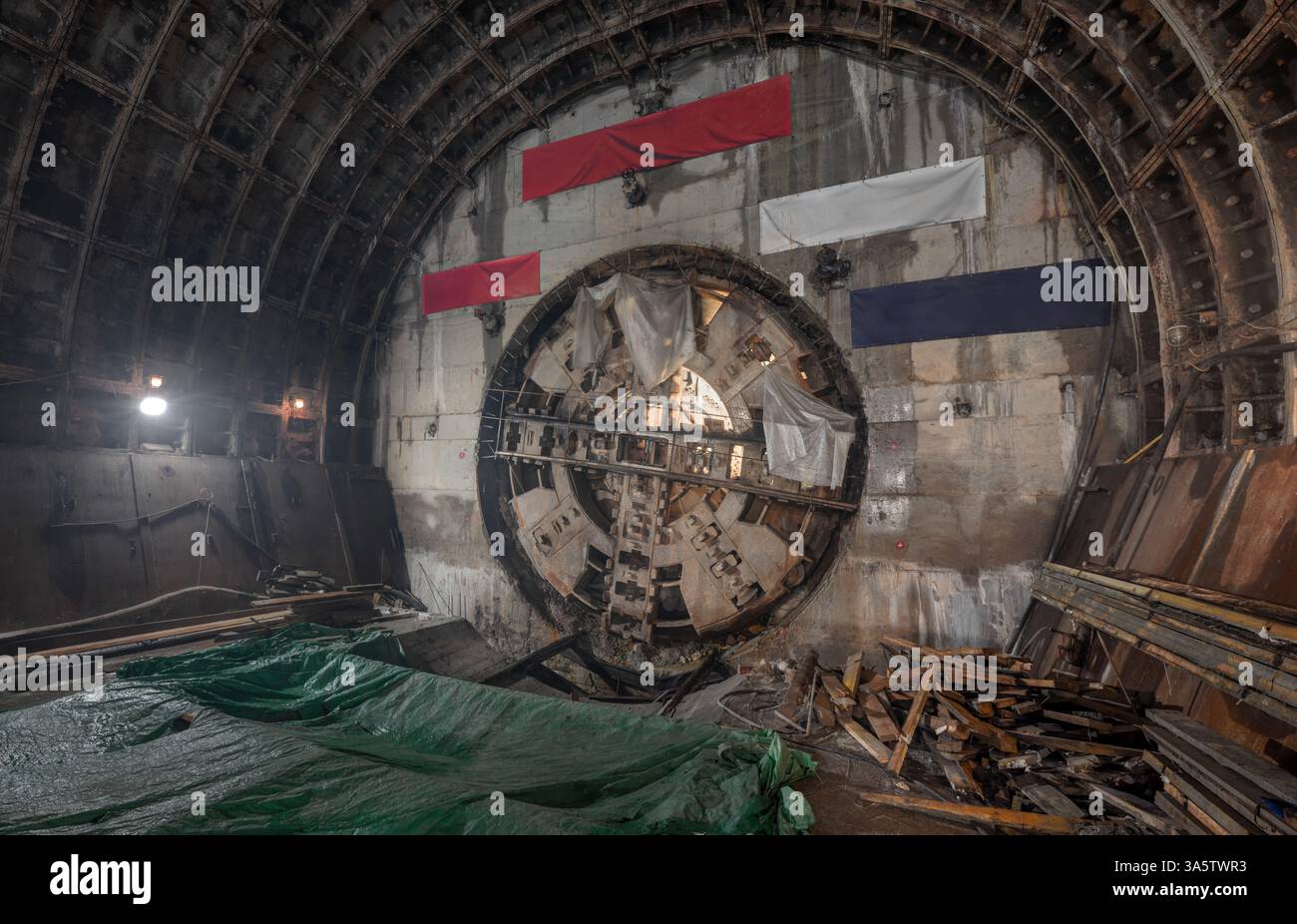 Tunnel boring machine on construction site building metro Stock Photo ...