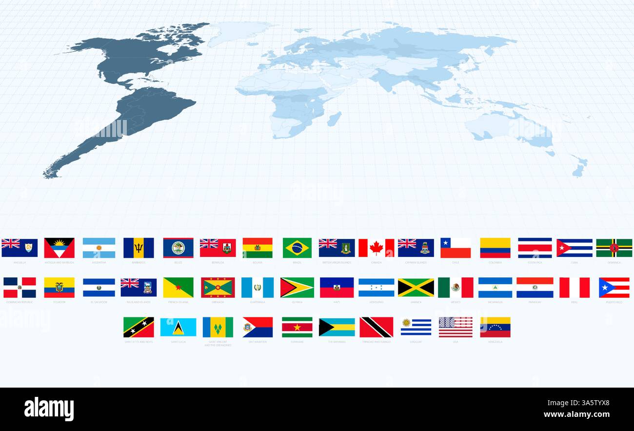 American Flags in Accurate Proportions Alongside a World Map Focusing ...