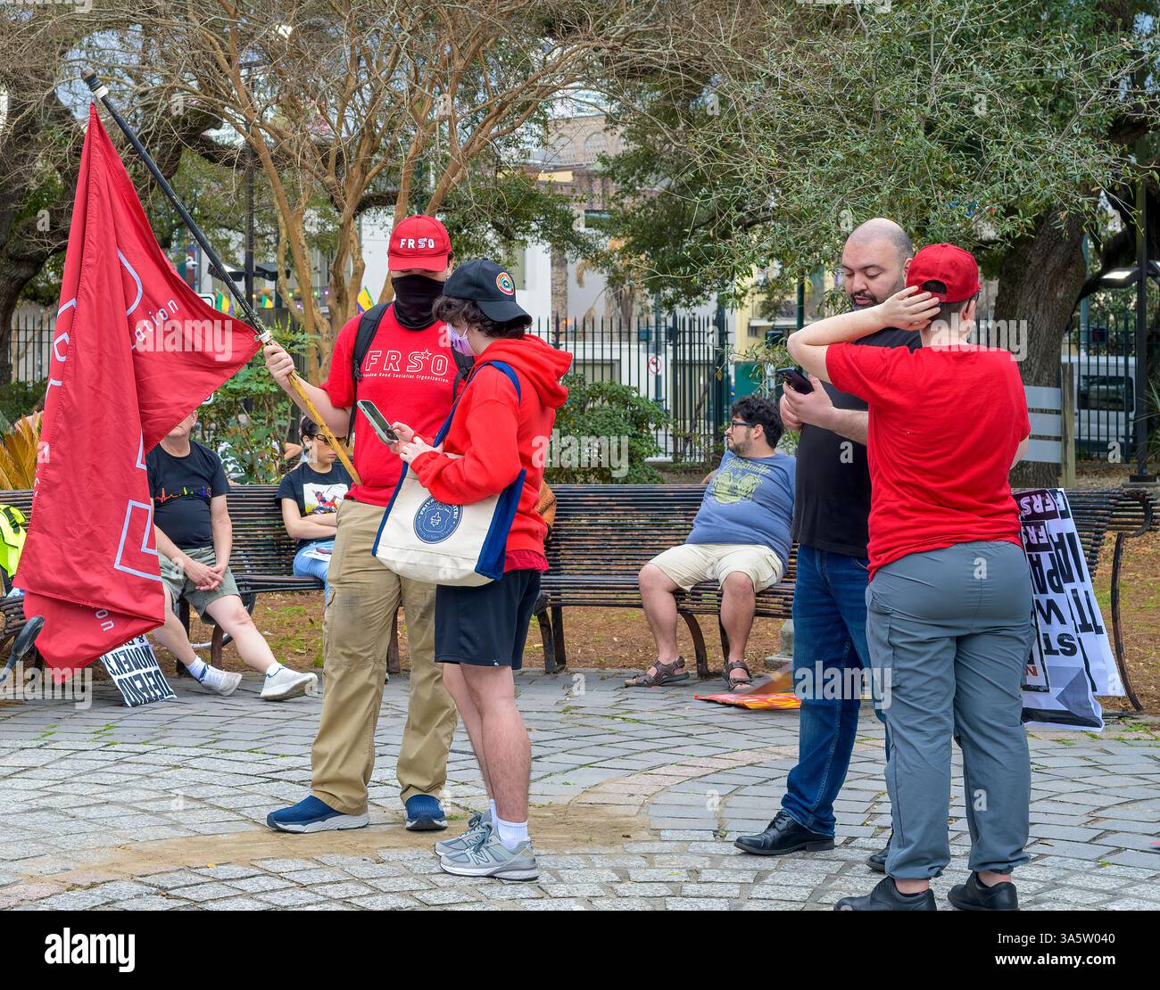 New Orleans, LA, USA - February 9, 2025: Anti Trump protesters in ...