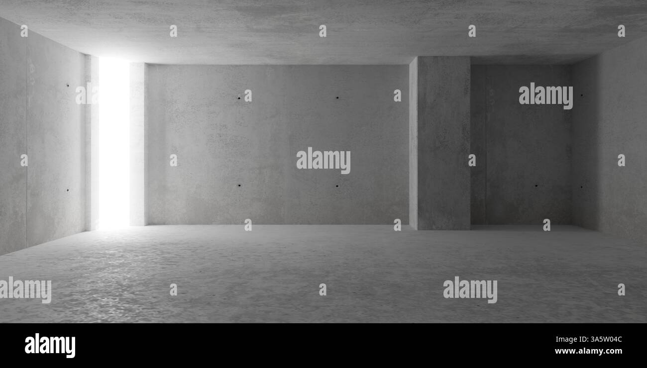 Abstract empty, modern concrete room with angled area light in the ...