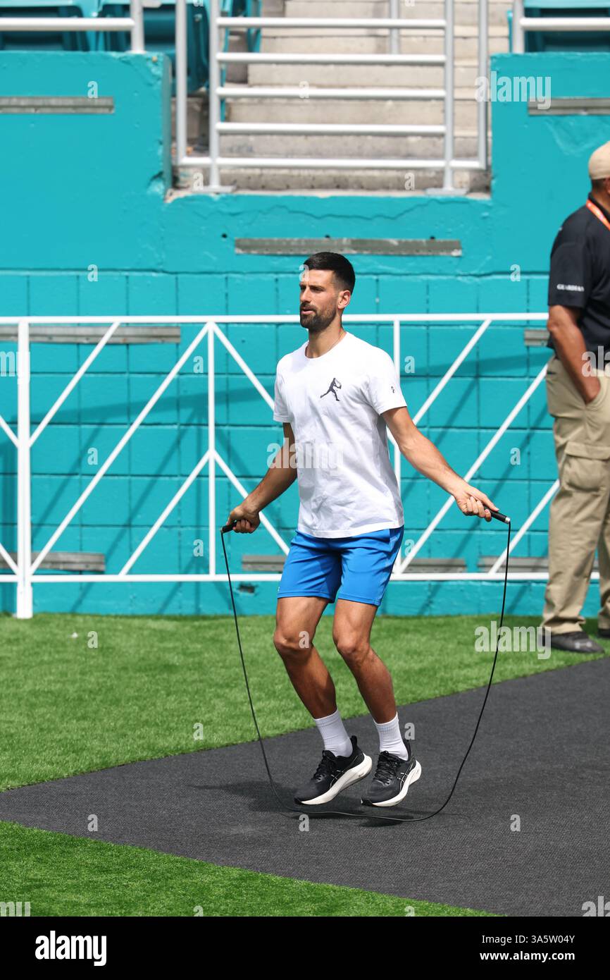Miami Gardens, Florida, USA. 23rd Mar, 2025. Novak Djokovic during Day ...