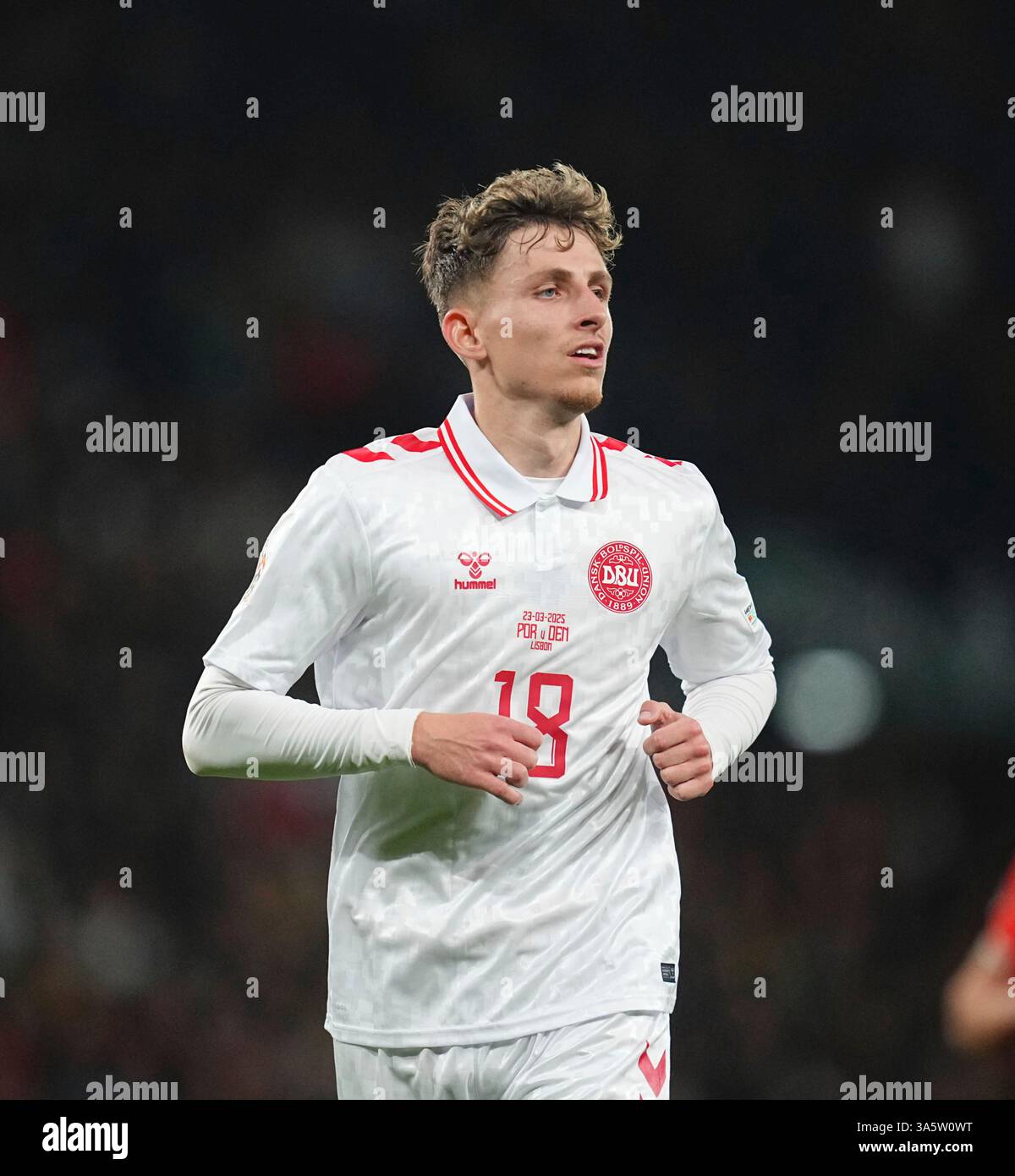 March 23 2025: Jesper Lindstrom of Denmark looks on during a UEFA ...