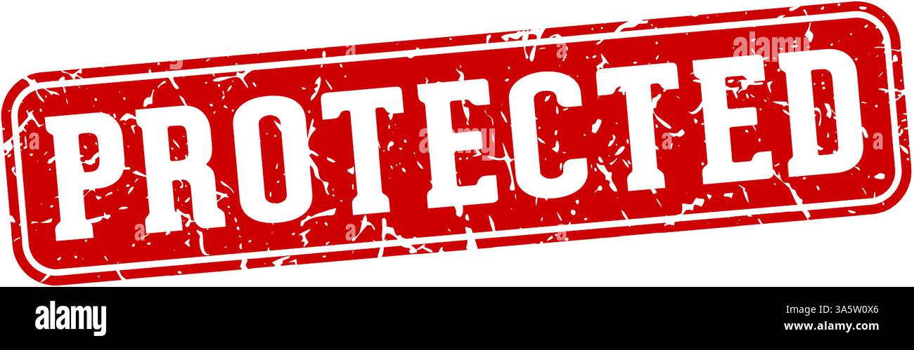 protected stamp. protected rectangular sign isolated on transparent ...