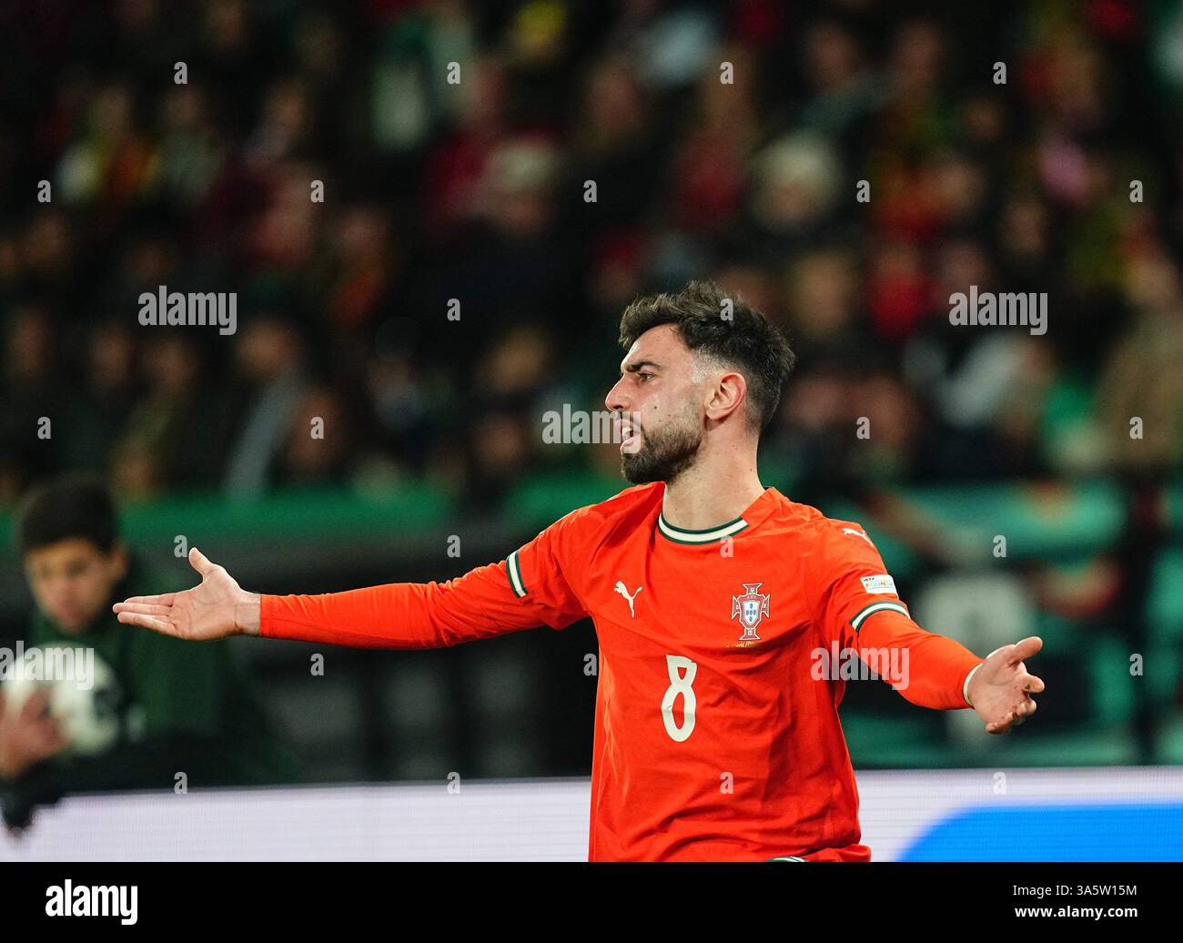 March 23 2025: Bruno Fernandes of Portugal gestures during a UEFA ...