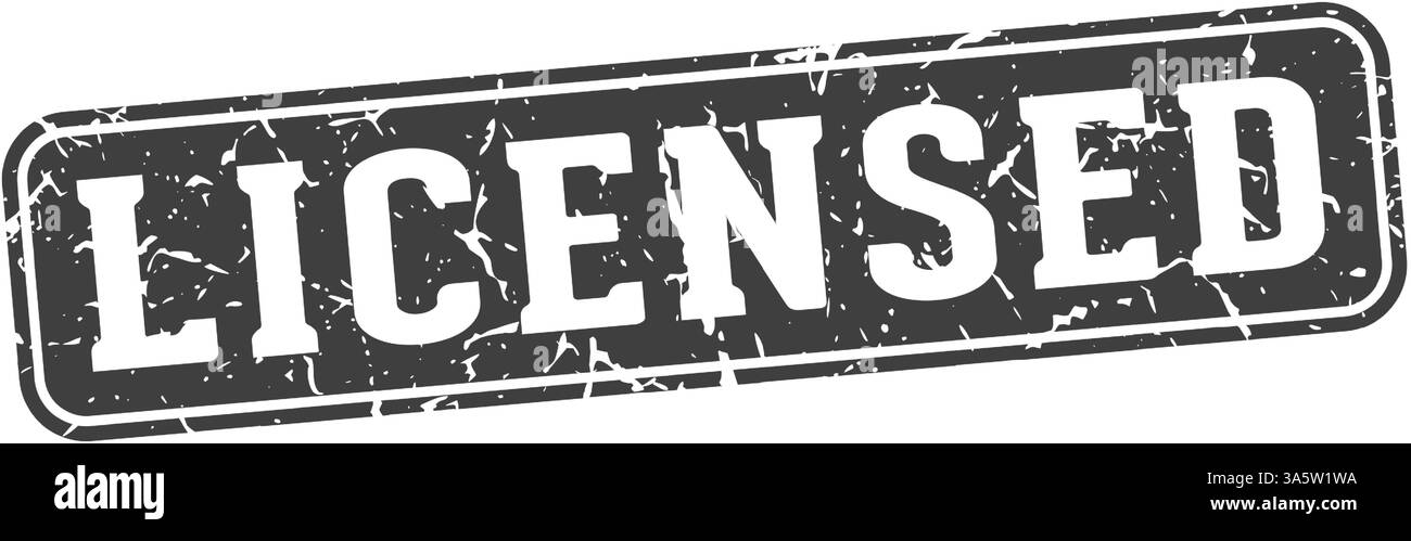 licensed stamp. licensed rectangular sign isolated on transparent ...