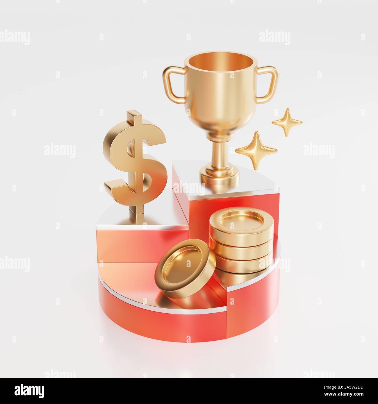 A 3D-rendered icon representing a financial concept with a golden ...