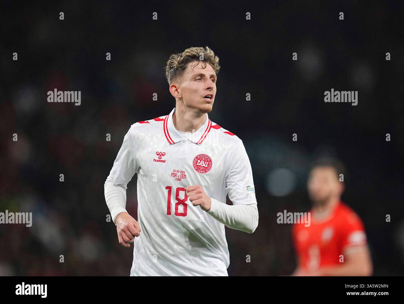 March 23 2025: Jesper Lindstrom of Denmark looks on during a UEFA ...