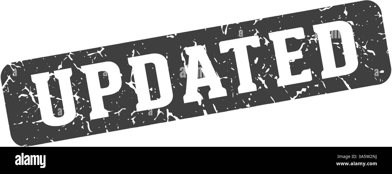 updated stamp. updated rectangular sign isolated on transparent ...