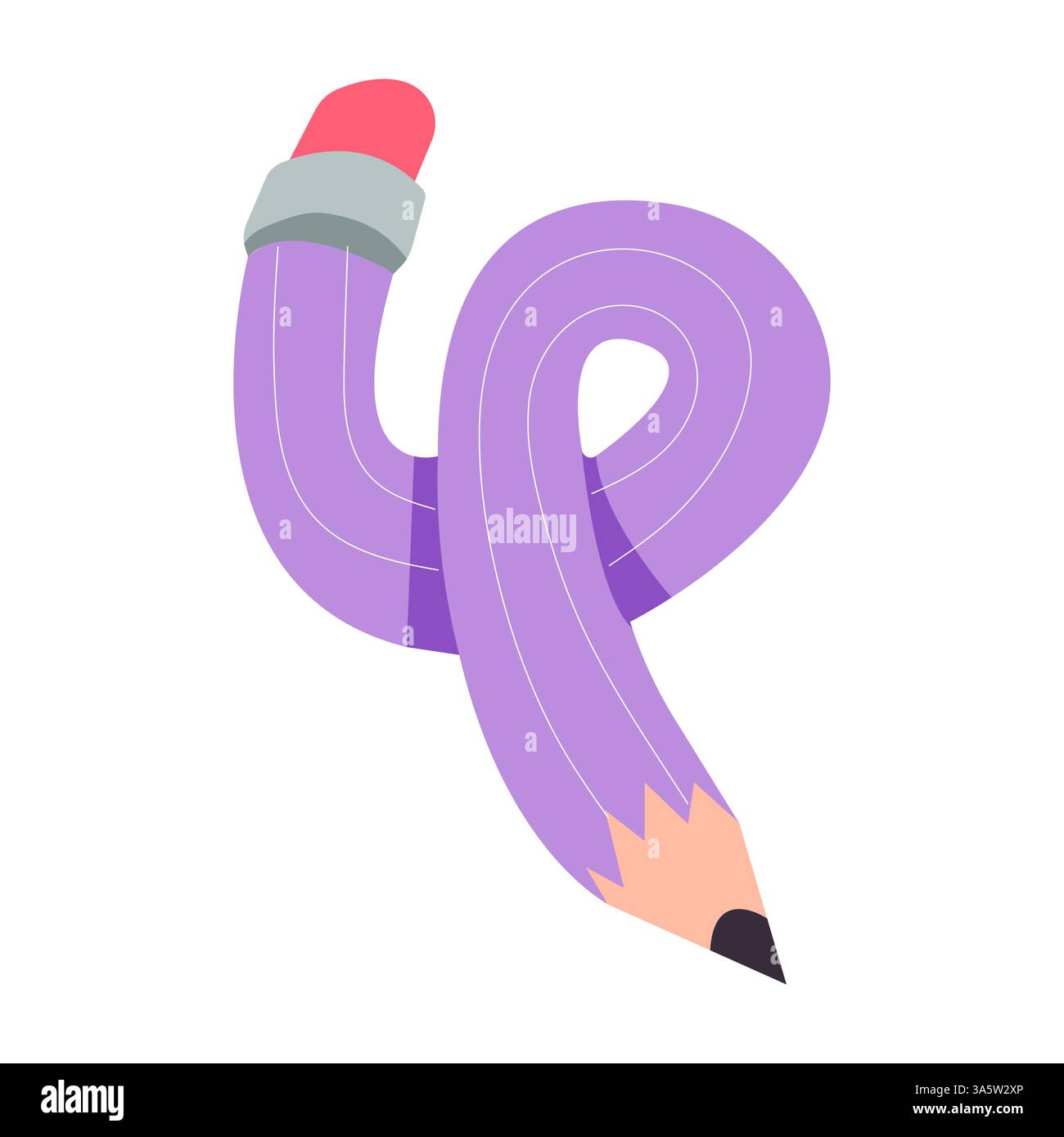 Twisted curved comic pencil doodle sketchy. Line hand drawn simple ...