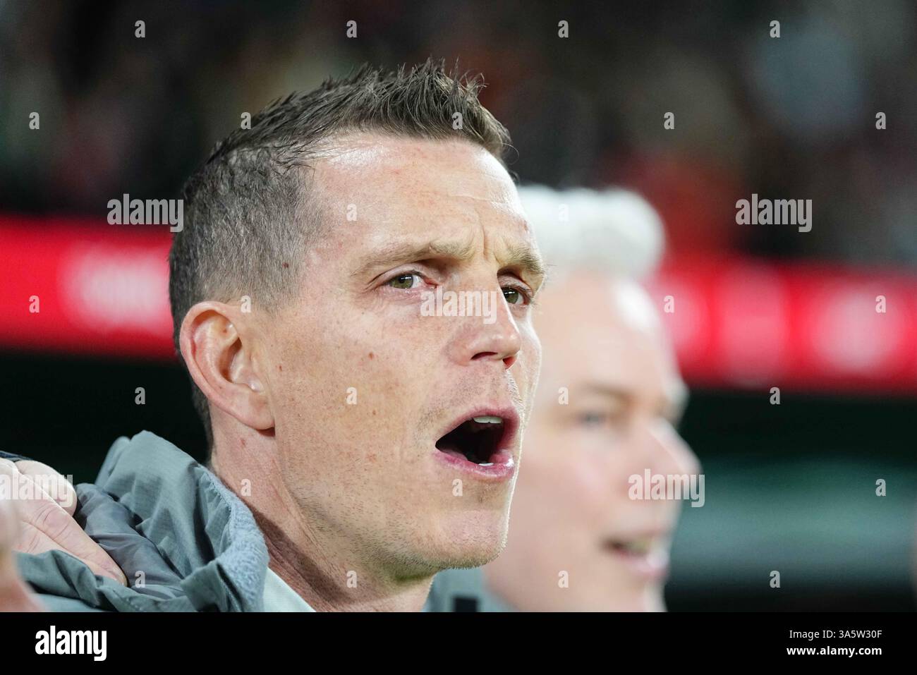 March 23 2025: Daniel Agger of Denmark looks on during a UEFA Nations League game, Portugal vs ...