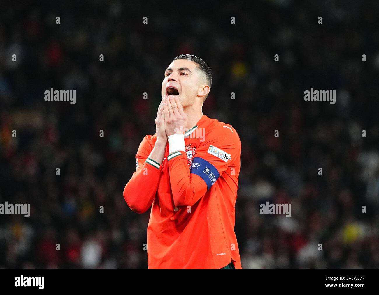 March 23 2025: Cristiano Ronaldo of Portugal gestures during a UEFA Nations League game ...