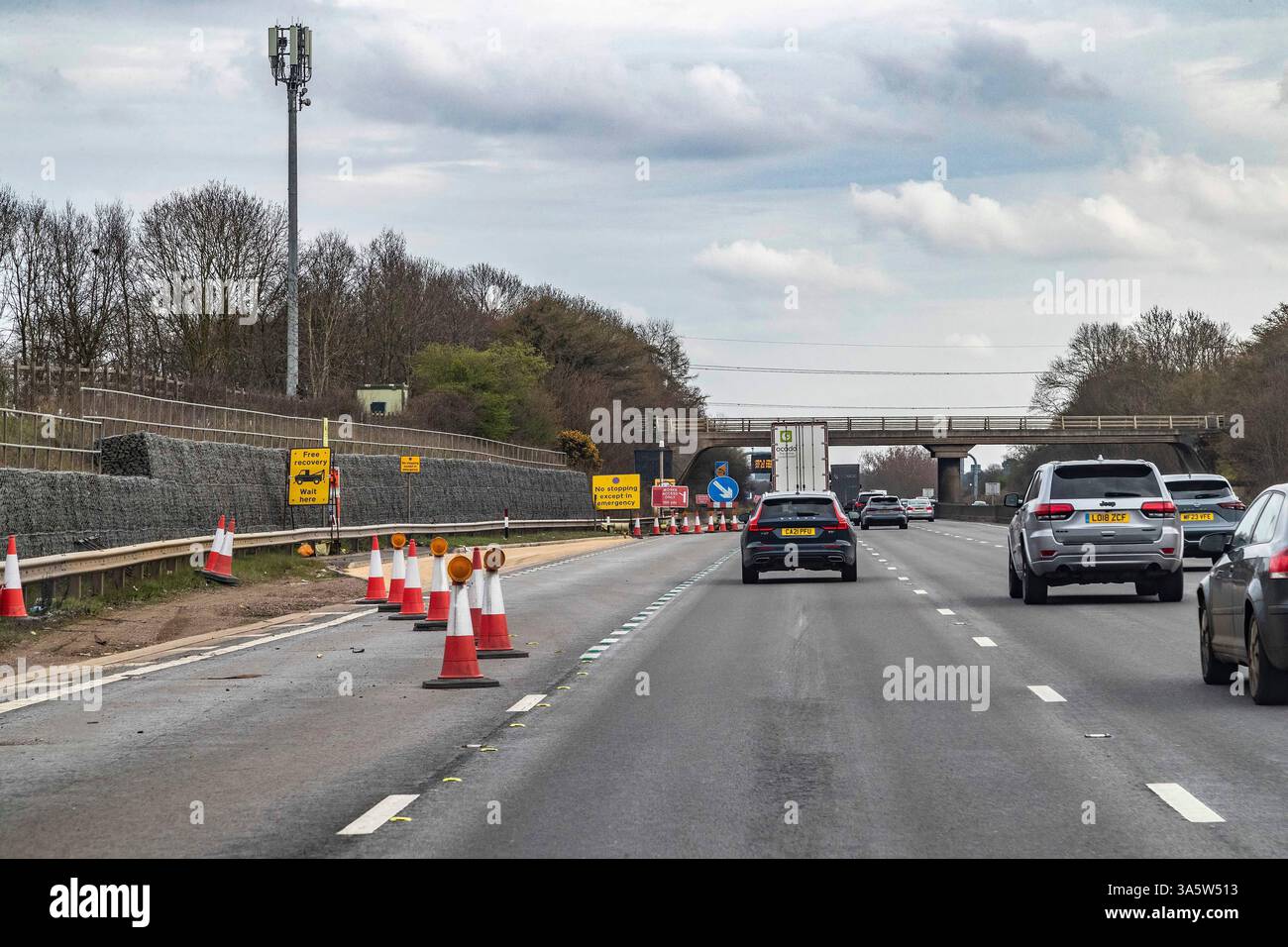 View from the passenger seat of car showing the adding of emergency ...