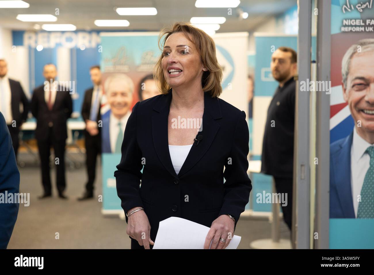 Sarah Pochin speaks after being announced as Reform UK's candidate for ...
