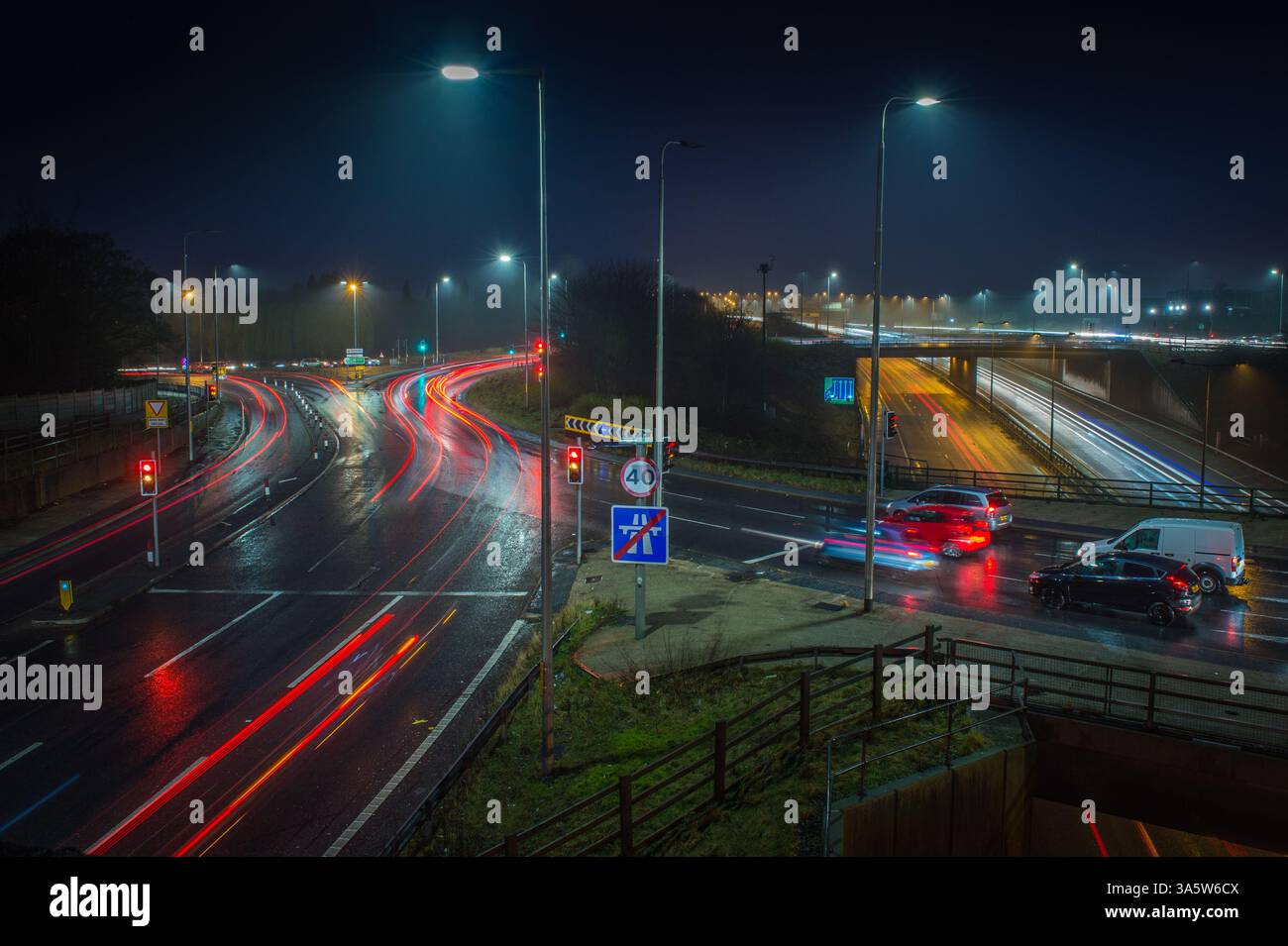 Long exposure image of Junction 24 of the M60 Motorway at Denton ...