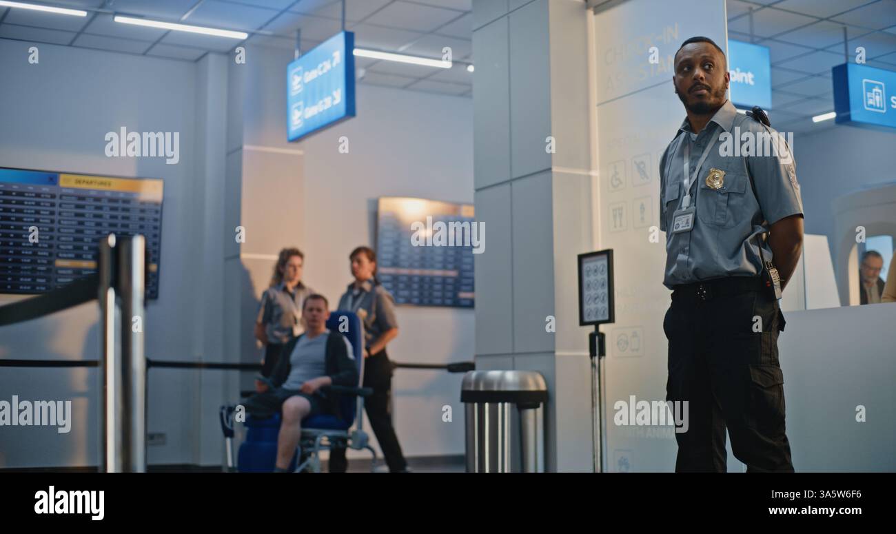 Security Checkpoint in Airport Terminal: African American Security ...