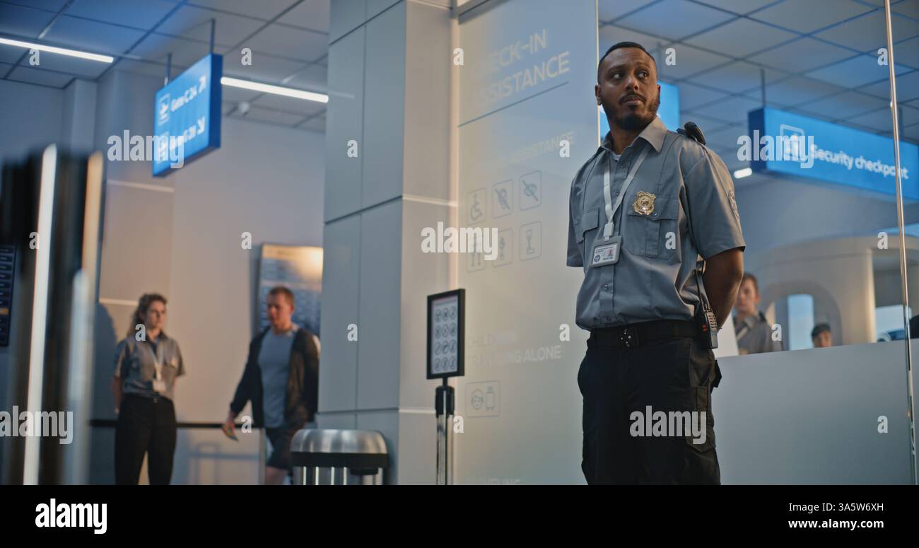 Security Checkpoint in Airport Terminal: African American Security ...