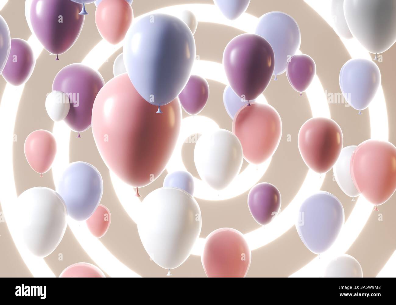 3d-rendering illustration of colorful flying helium baloons. Festive ...