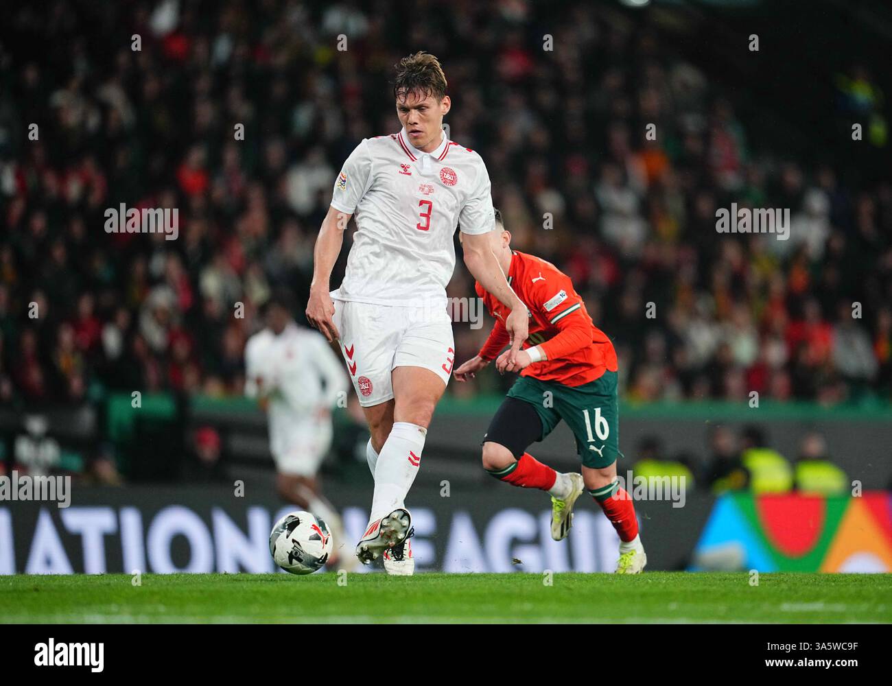 March 23 2025: Jannik Vestergaard of Denmark controls the ball during a ...