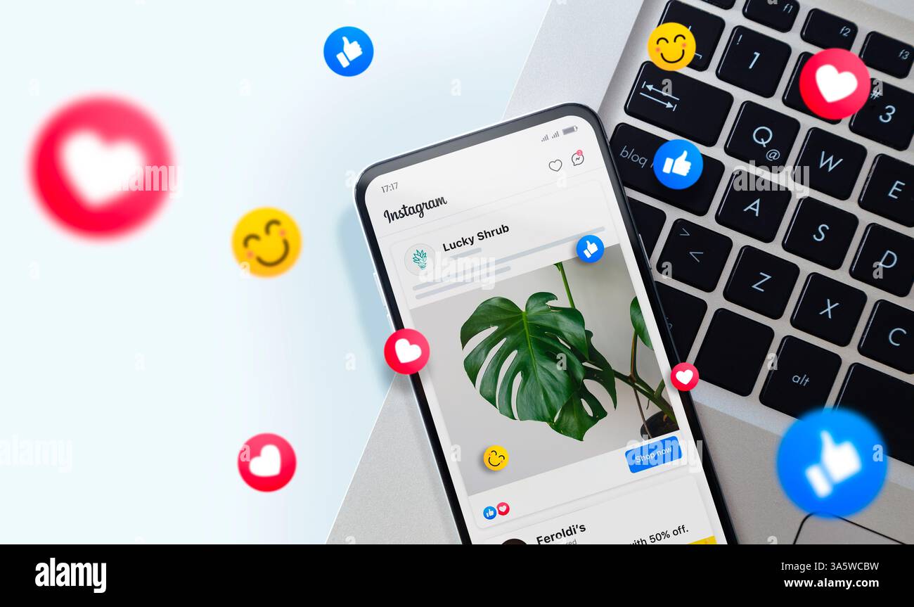 Meta Ads on mobile phone screen. Smartphone showing advertising example ...