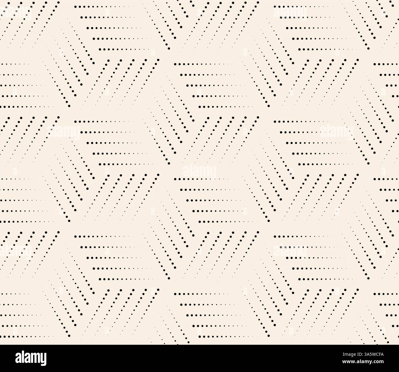 Dotted Line Cube Seamless Pattern Black Beige Cube Background Vector