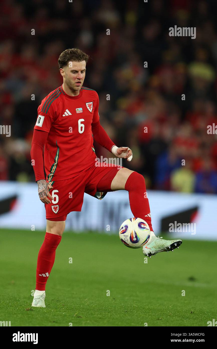 Cardiff, UK. 22nd Mar, 2025. Joe Rodon of Wales in action. Wales v ...