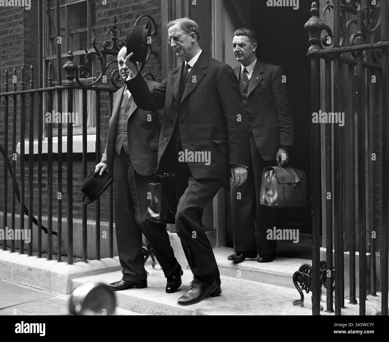 Prime Minister Eamon de Valera leaving No. 10, Downing Street in London ...