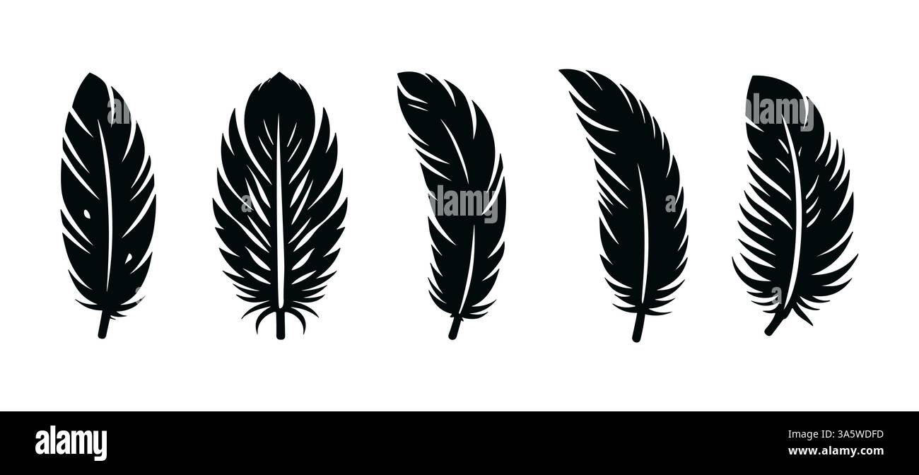 Feather weight light black vector icon. Smooth black feather pictogram ...