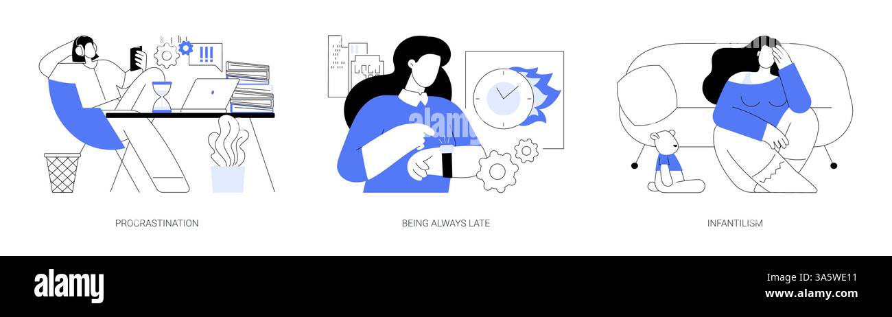 Self-organization problems isolated cartoon vector illustrations se ...