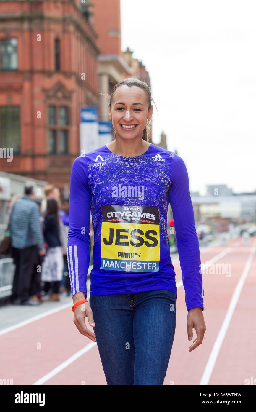 Jessica Ennis-Hill arrives on the track for the Great City Games ...