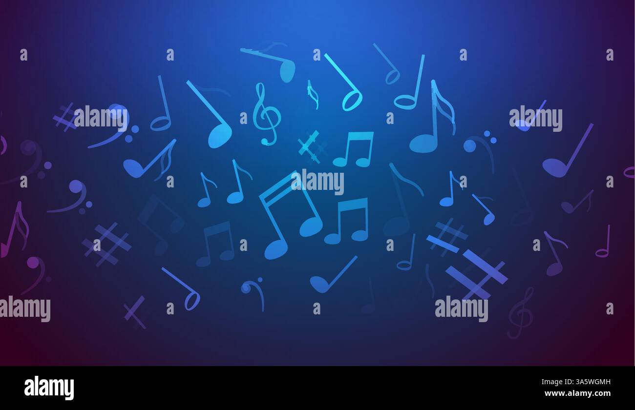 Abstract music background floating musical notes. Music melody harmony ...