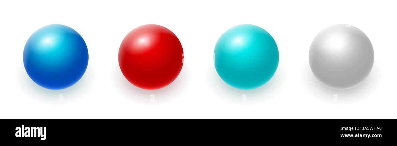 Set of four colorful glossy spheres isolated on white background ...