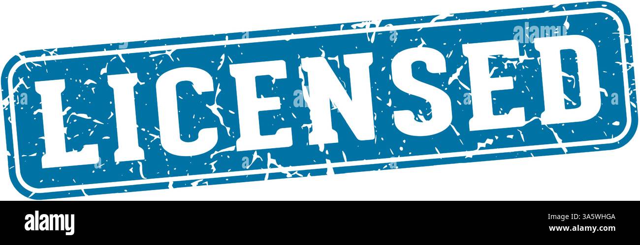 licensed stamp. licensed rectangular sign isolated on transparent ...