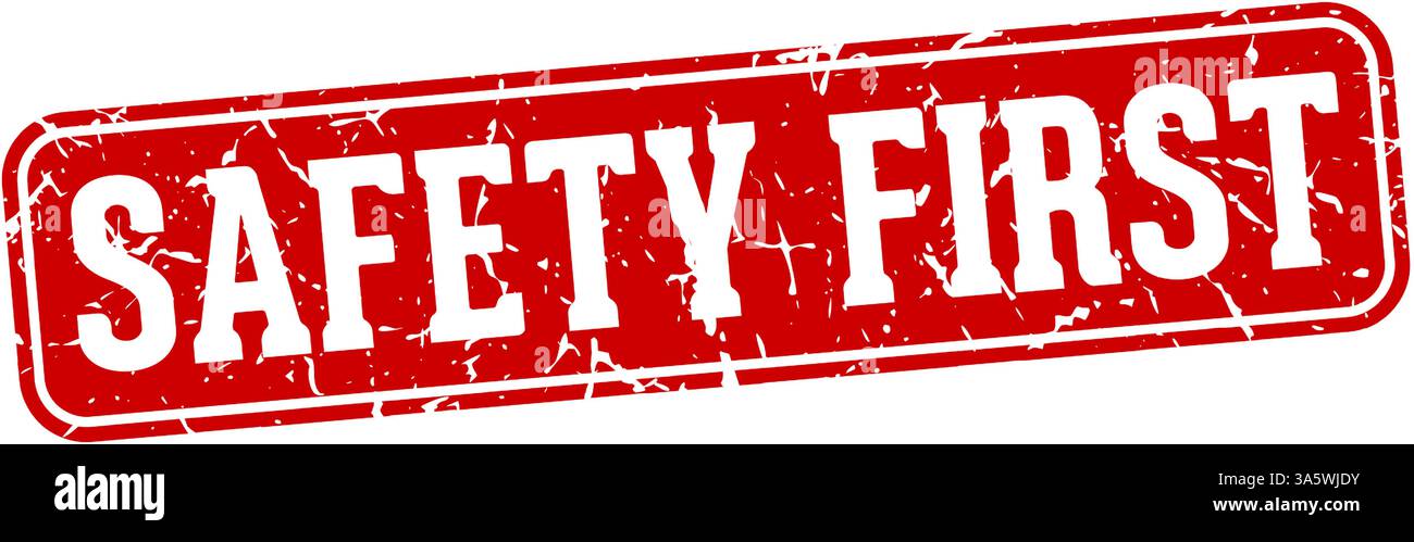 safety first stamp. safety first rectangular sign isolated on transparent background Stock ...