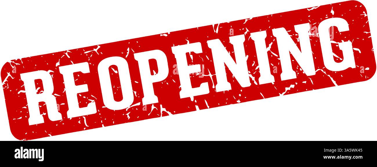 reopening stamp. reopening rectangular sign isolated on transparent ...