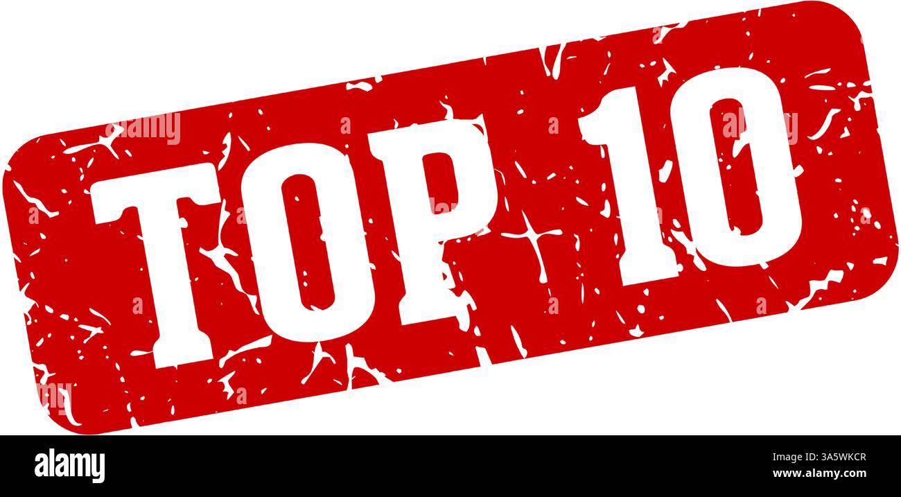 top 10 stamp. top 10 rectangular sign isolated on transparent ...