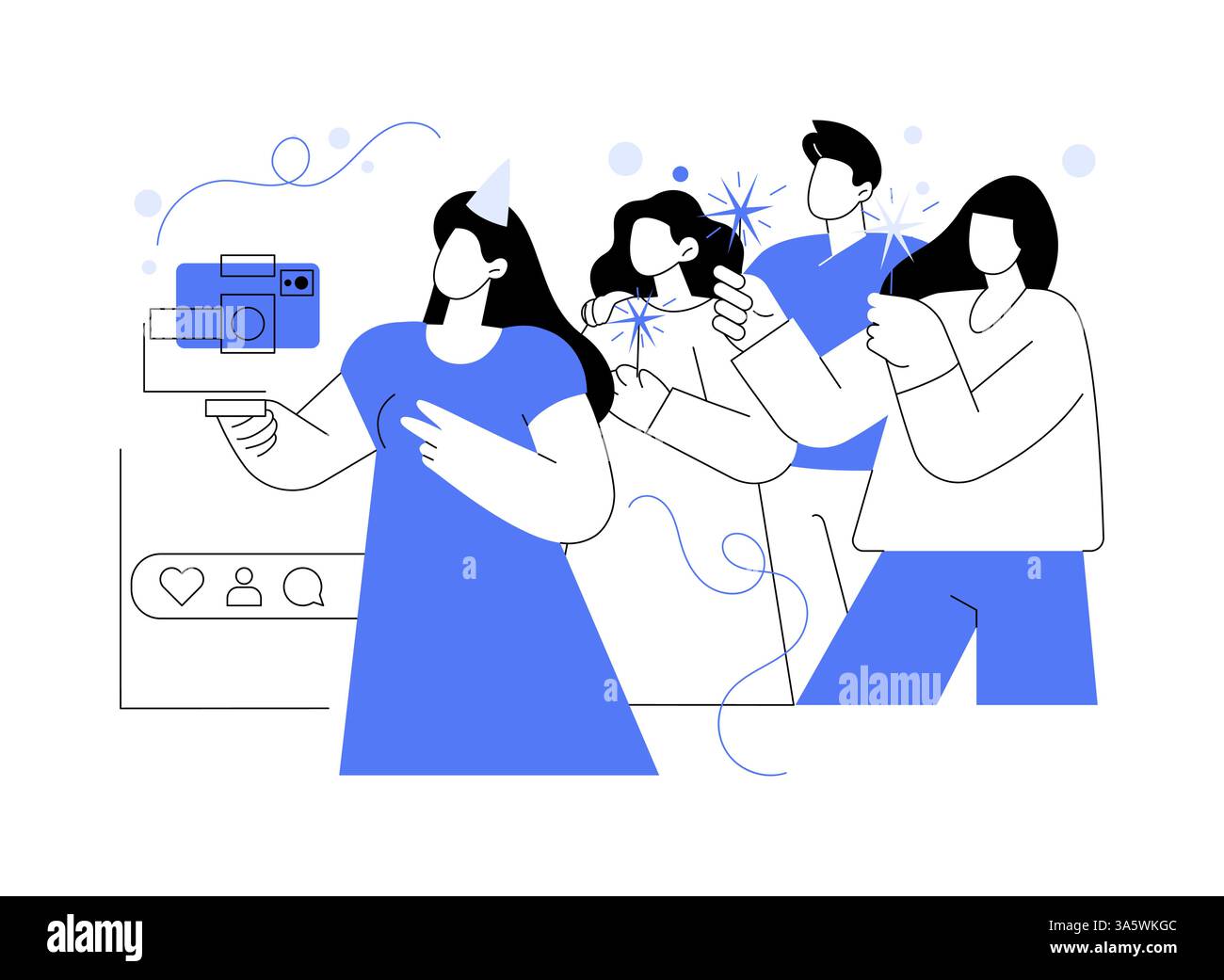 Posting happy moments isolated cartoon vector illustrations Stock ...