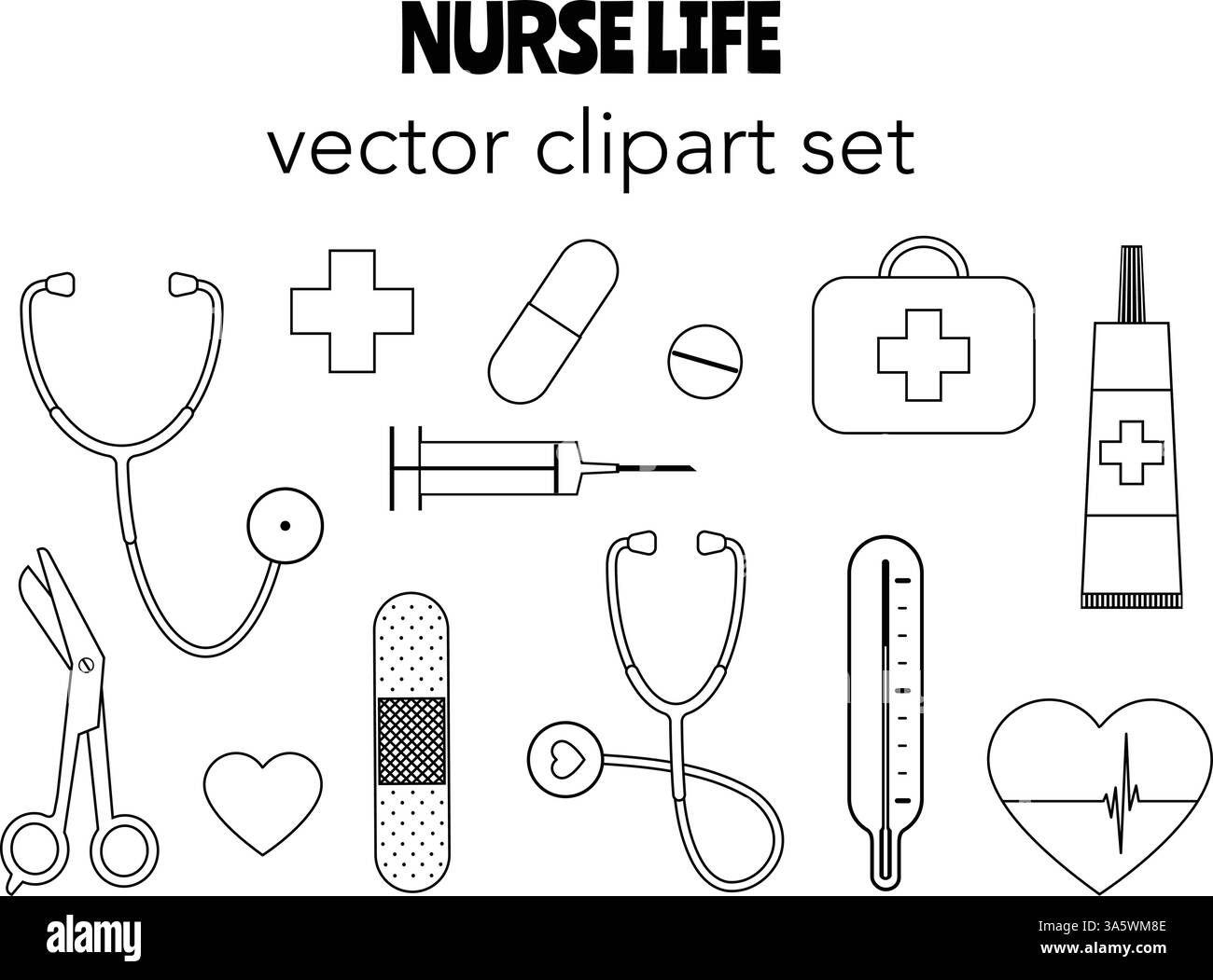 Medical Nurse Icons Vector Clipart Bundle doctors stethoscope ...