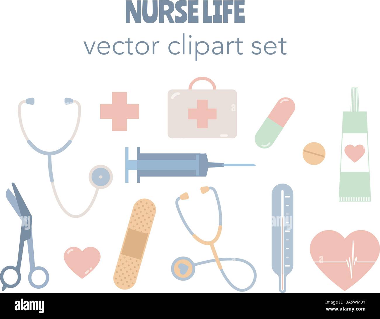 Medical Nurse Icons Vector Clipart Bundle doctors stethoscope ...