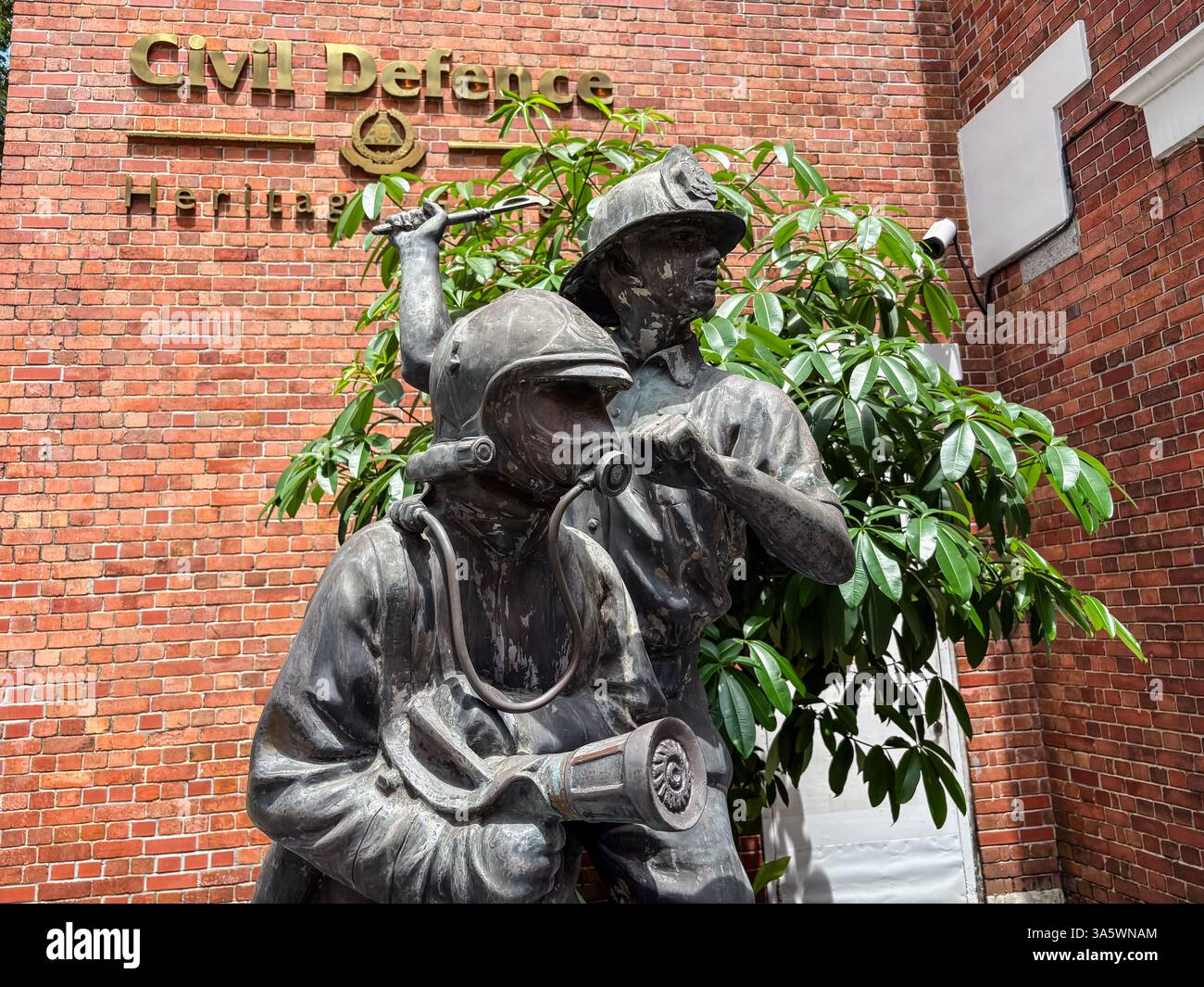 The Civil Defence Heritage Gallery in Singapore features a statue ...