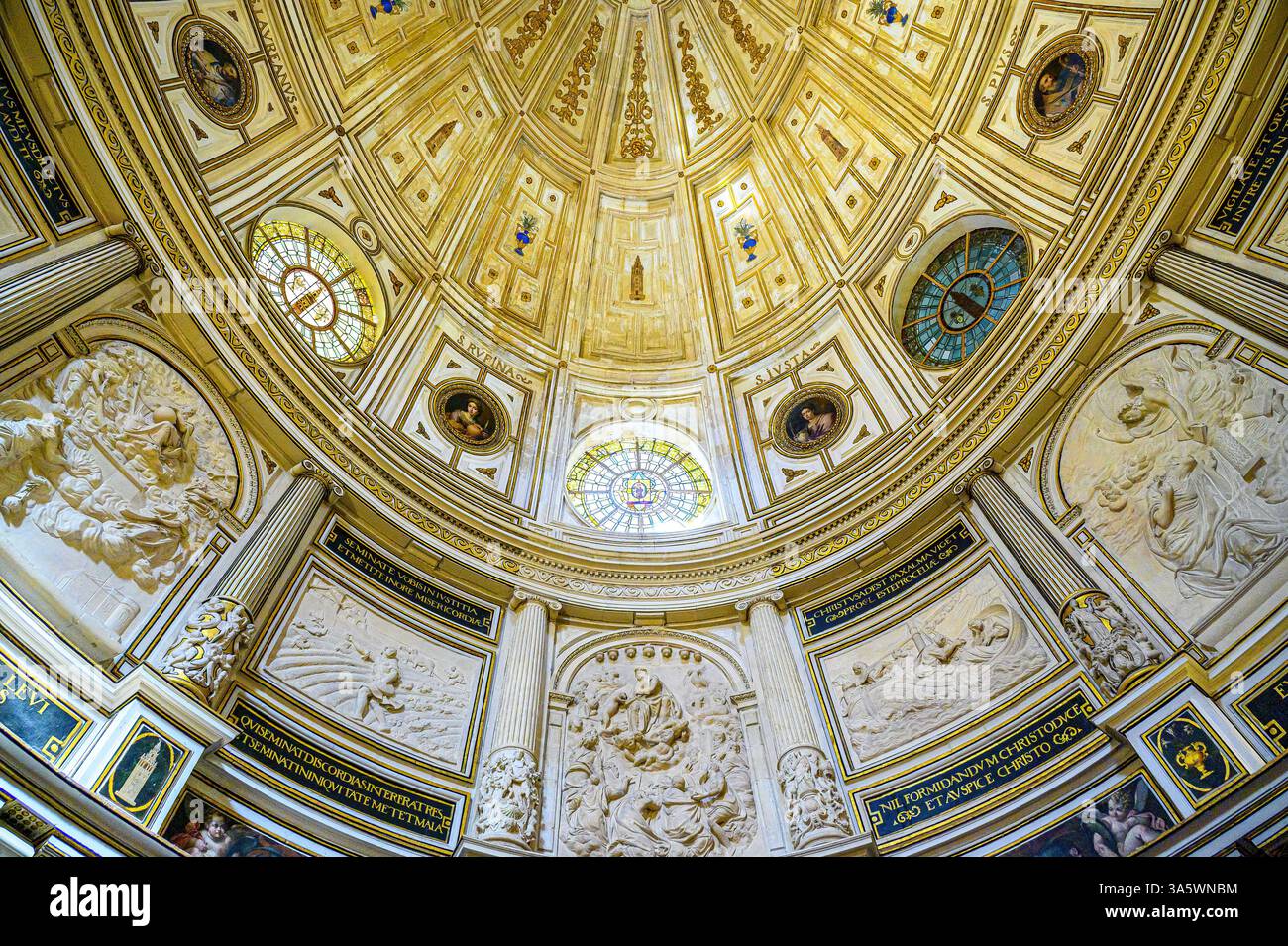 Cupola ceiling and stone decorations in the walls of the Chapter House ...